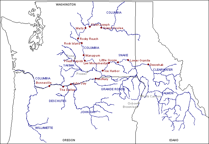 Washington Dams Map